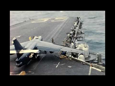 USS Forrestal CVA-59 1957 with Naval Air Test Center NATC Aircraft & VX-3 JC Landing & Launching