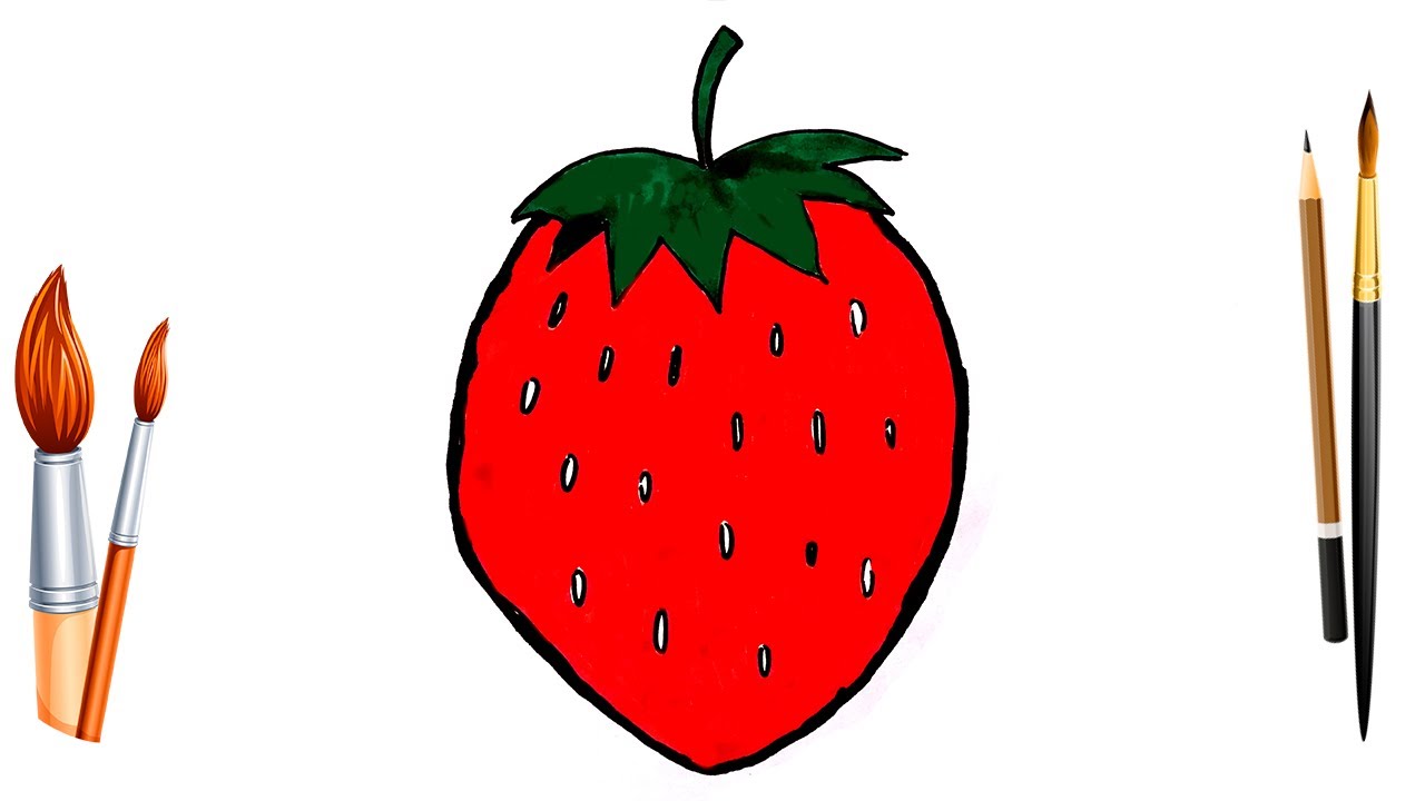 How to draw a Strawberry | Hvordan tegne jordbær | いちごの描き方 - YouTube