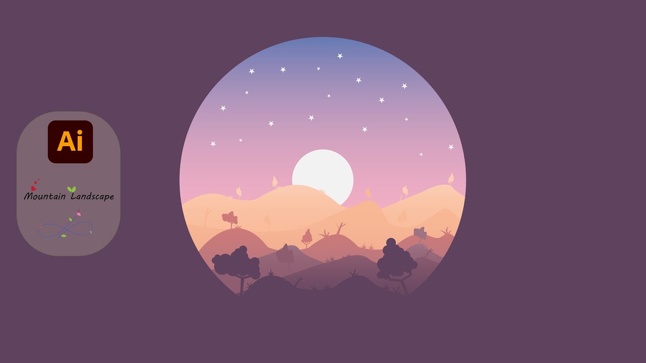 Simple Mountain Landscape Tutorial - Adobe Illustrator | Beginner ...