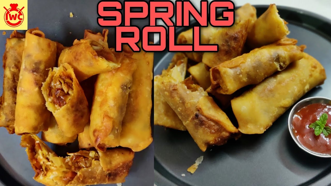 Cheesy Schezwan Spring Rolls with homemade sheets & schezwan sauce|वेज ...