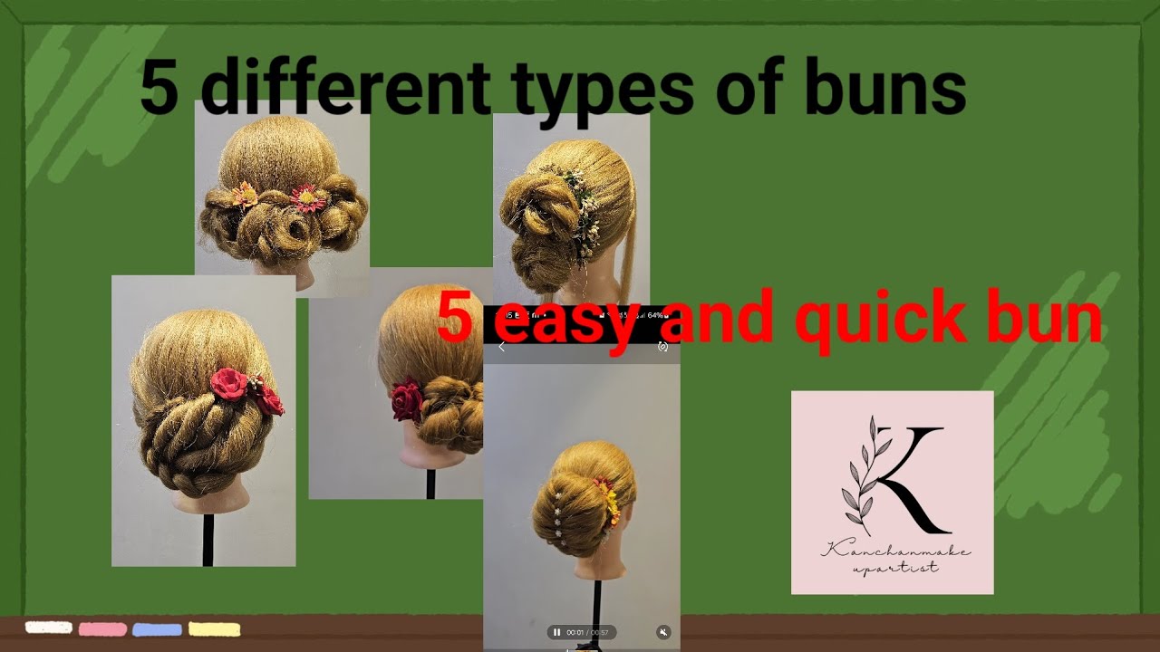 5 easy and quick bun #5 different types of bun #youtubeshorts instagram ...