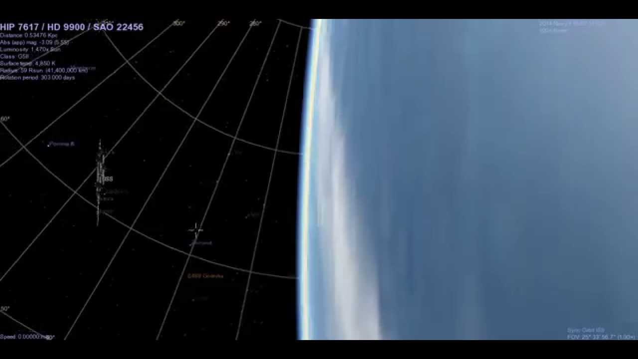 Tracking ISS space station on one Earth orbit 1000x Speed Simulation ...