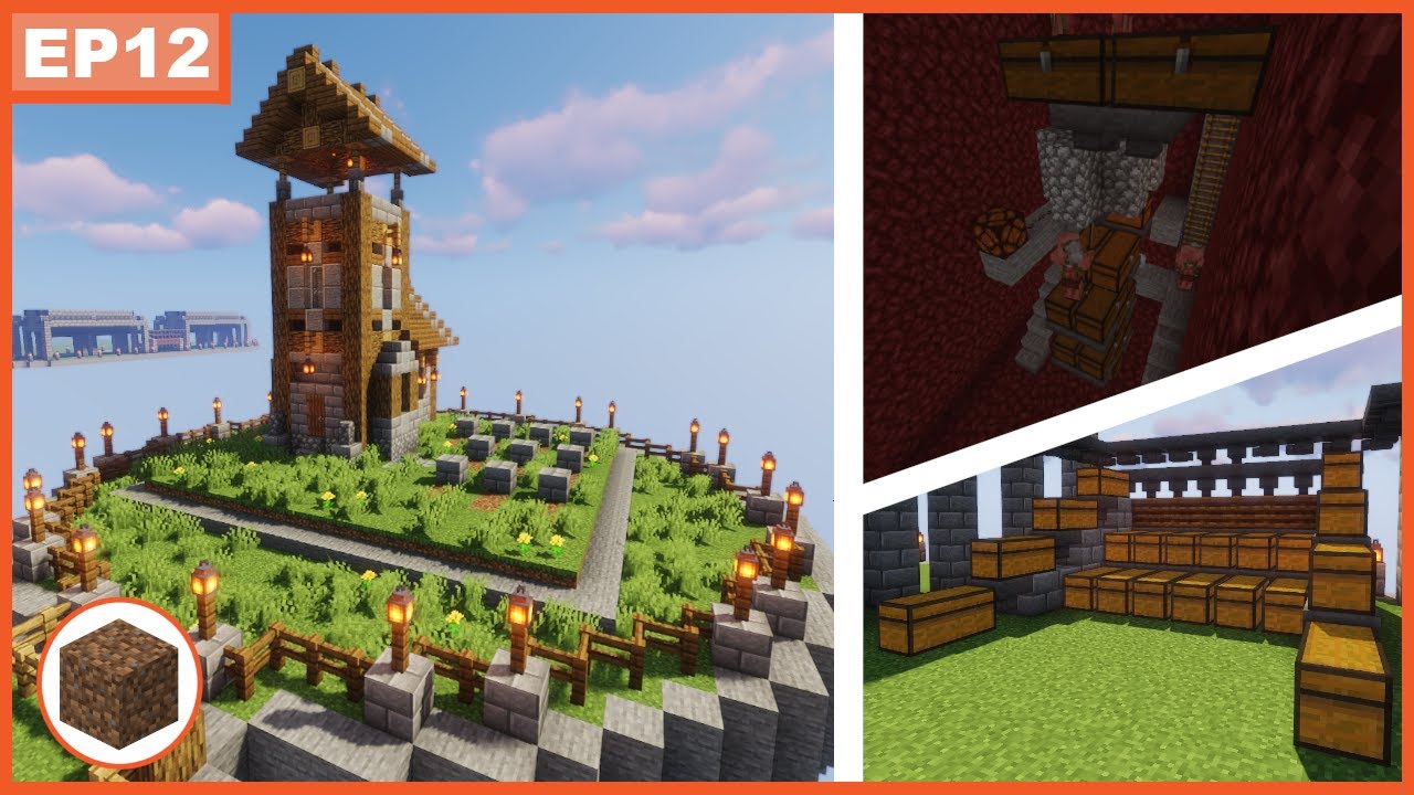 Building a Piglin Bartering Farm in Minecraft Skyblock Survival - YouTube