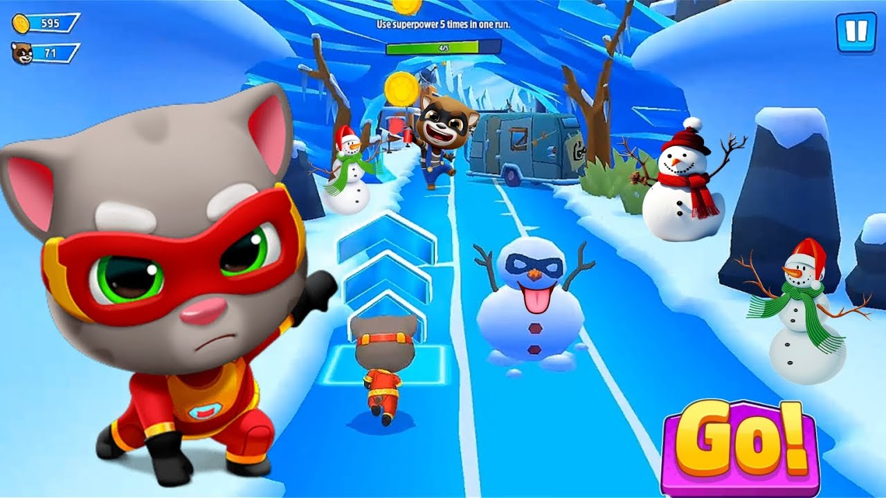 TALKING TOM HIT 30 RUNNING RACOON IN ONE RUN & USE SUPERPOWER 5 TIME IN ...