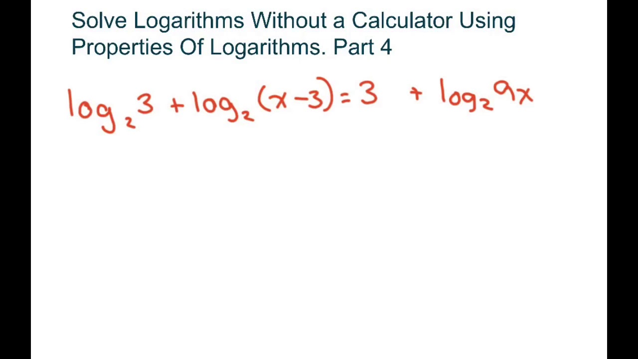 How To Solve logarithm log_2 3 + log_2 (x-3) = 3 + log_2 9x - YouTube