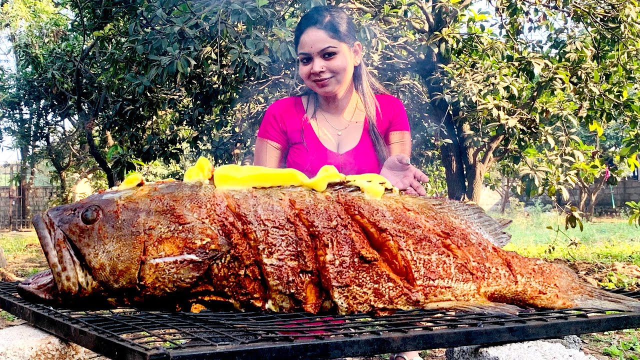 Hamour Fish Grilled on Charcoal |10 kg HAMOUR FISH GRILLED | FISH ON ...