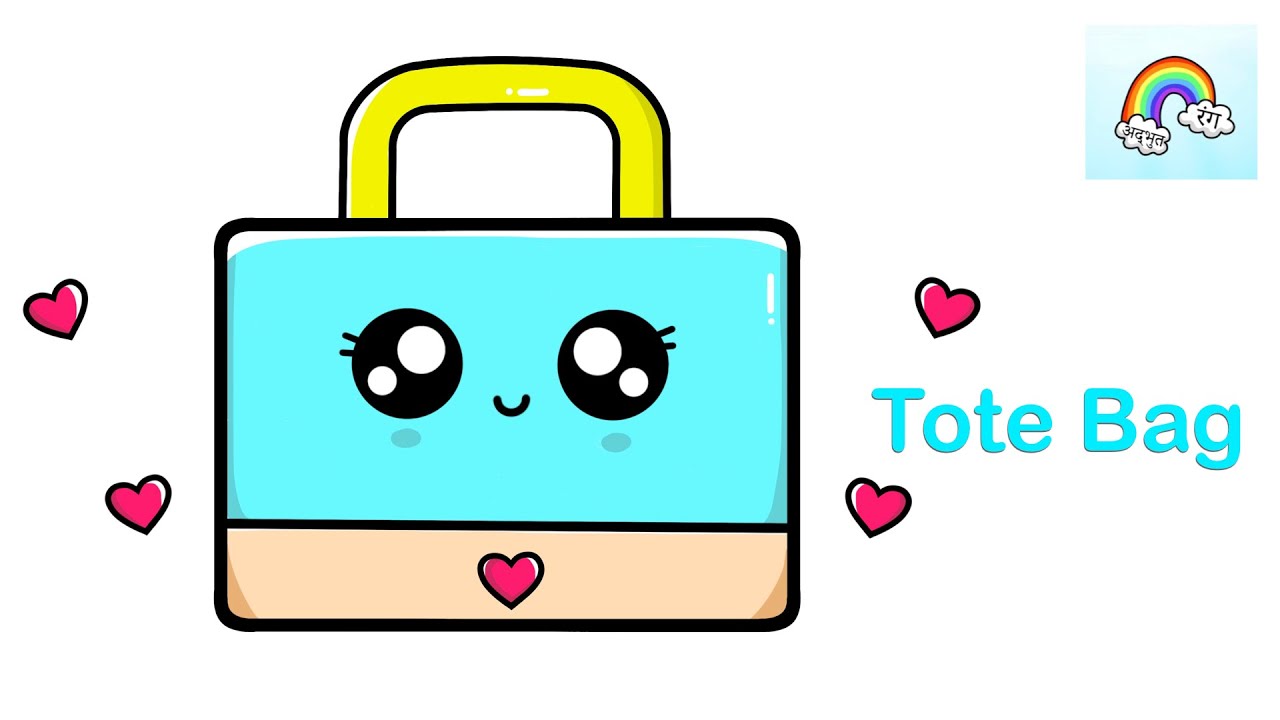 How to draw a cute Tote Bag easy | Step by step Tote Bag drawing with ...