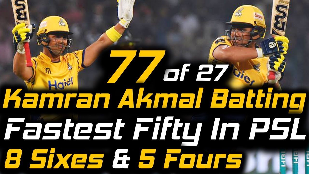 Kamran Akaml Fastest Fifty 17 Balls in PSL | Peshawar Zalmi Vs Karachi ...