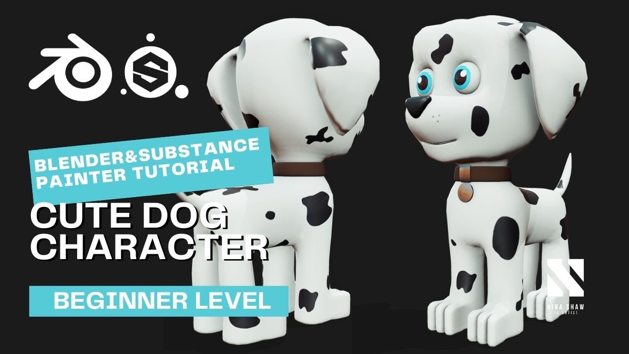TIMELAPSE Game Asset Cartoon Dog | Blender/SubstancePainter - YouTube