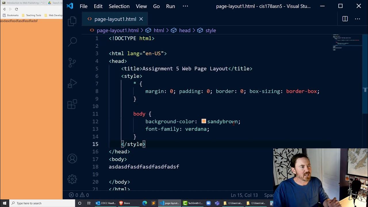 Cis 178 Class Demo Create A Webpage Layout With Html And Css Part 1 Youtube