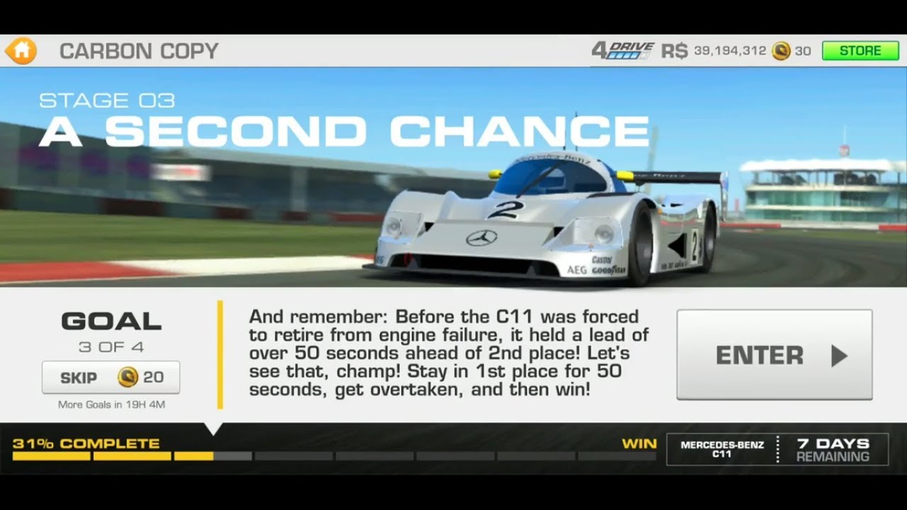Real Racing 3: Carbon Copy ft Mercedes-AMG C11: Stage 3.3 - YouTube