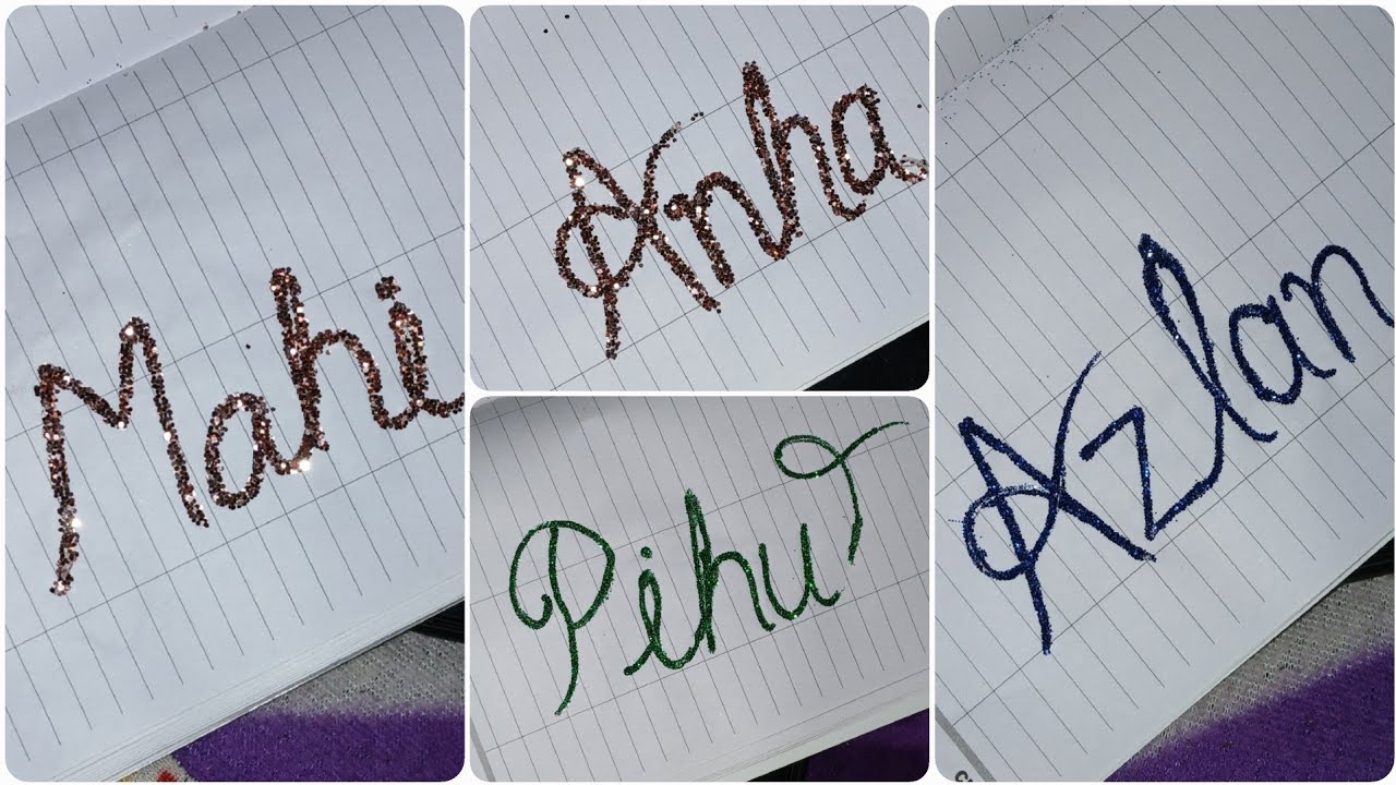 Glitter Calligraphy With Name🌟 /Glitter Name Art/🌟Comment Ur Name #🌟 ...