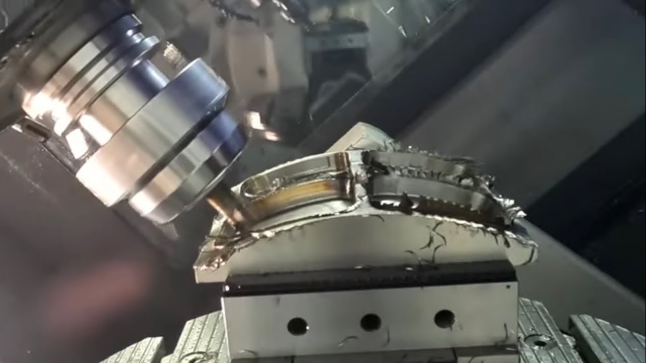 5 Axis SWARF Toolpath | Ceramic End mill in Inconel 718 - YouTube