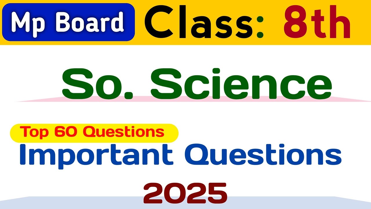 Mp board Class 8th So. Science Important Questions 2024-25 | English ...