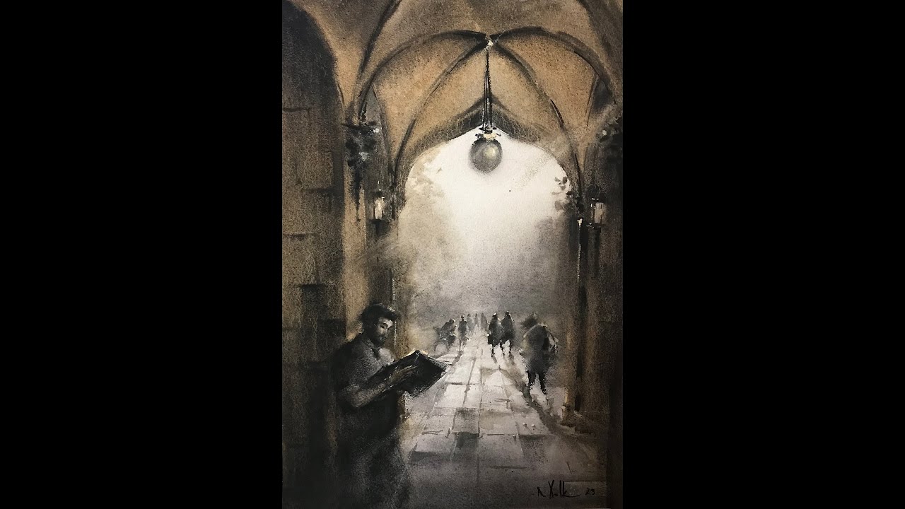 Loose Watercolor Painting Architecture Old Quad Melbourne University ...
