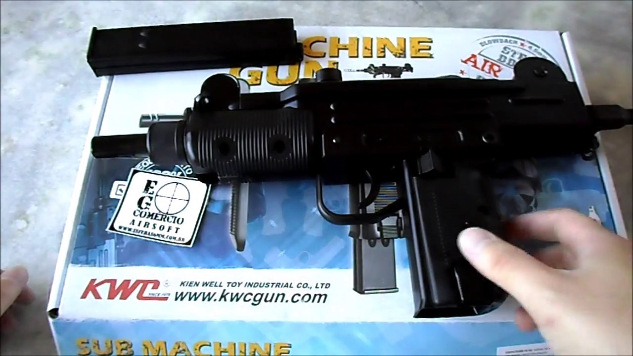 Airgun - Sub Metralhadora Mini Uzi KWC Co2 4,5mm - E&G Comércio - YouTube