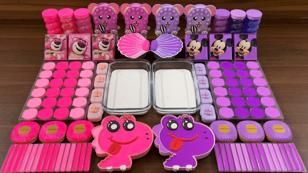 PINK vs PURPLE I Mixing Random into Glossy Slime I Satisfying Slime ...