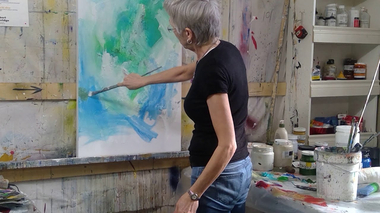 Demonstration abstract painting - Marie Manon Abstract painter - YouTube