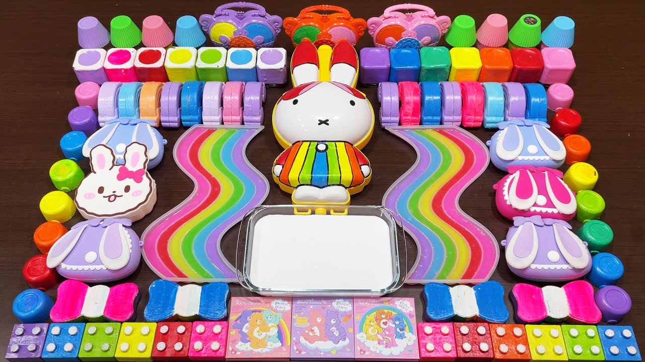 RABBIT and RAINBOW !!!Mixing random into GLOSSY Slime ! Satisfying ...