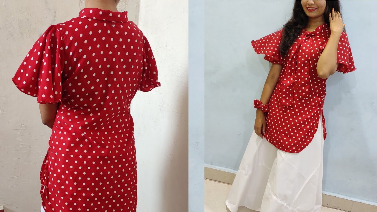 Apple cut top/ kurti ki stiching with frillsleeves design😍😍 - YouTube