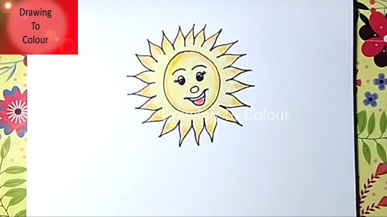 How To Draw a Smiling Sun Easy | Cute Sun Drawing Step by Step | Smiley ...