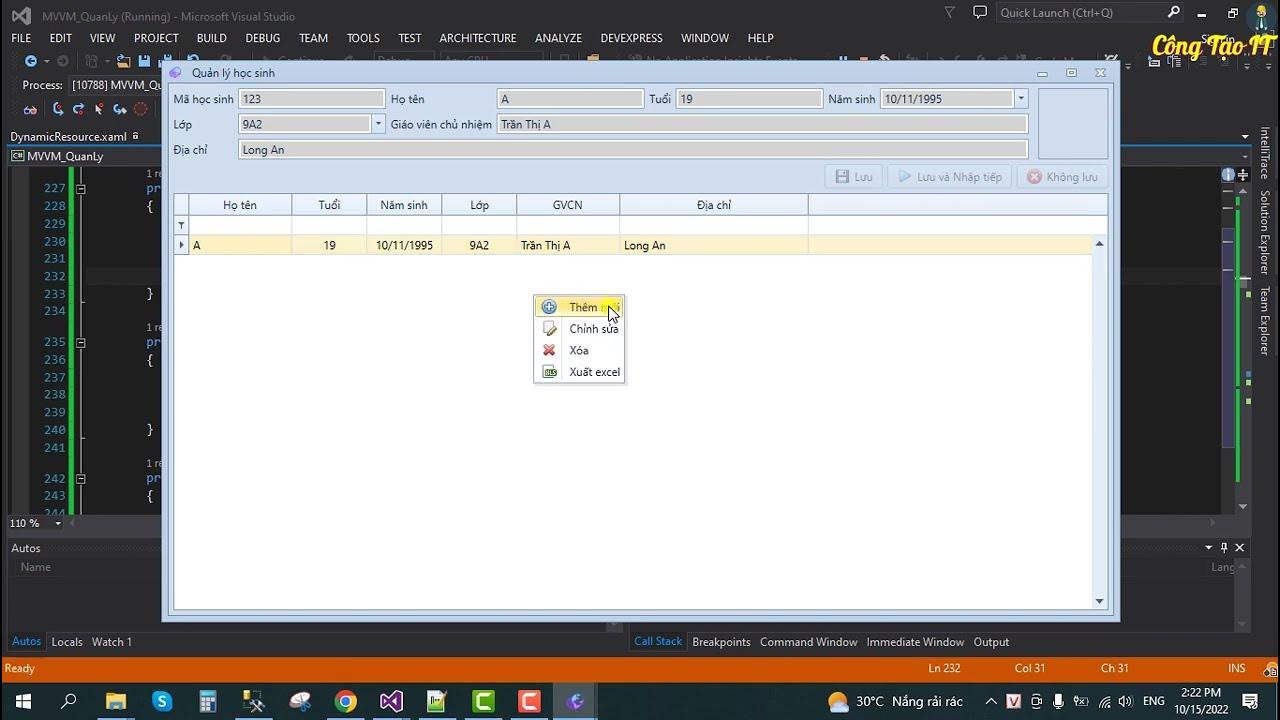 LẬP TRÌNH WPF C# MVVM || #120 - Code chức năng menu Thêm Mới - YouTube