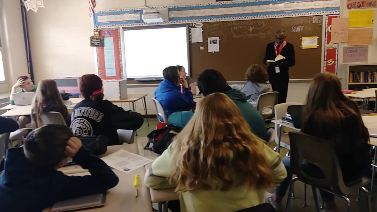 Dr. James Johnson (Rowan Univ.) reads to 8th graders: Paul Laurence ...