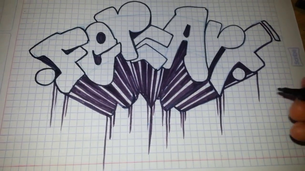 Boceto de un graffiti sencillo paso a paso - YouTube