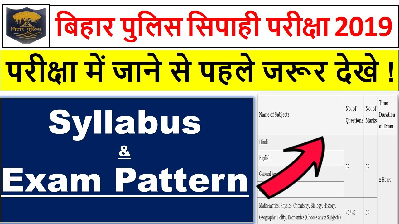 Bihar Police Constable Syllabus And Exam Pattern 2019 - YouTube