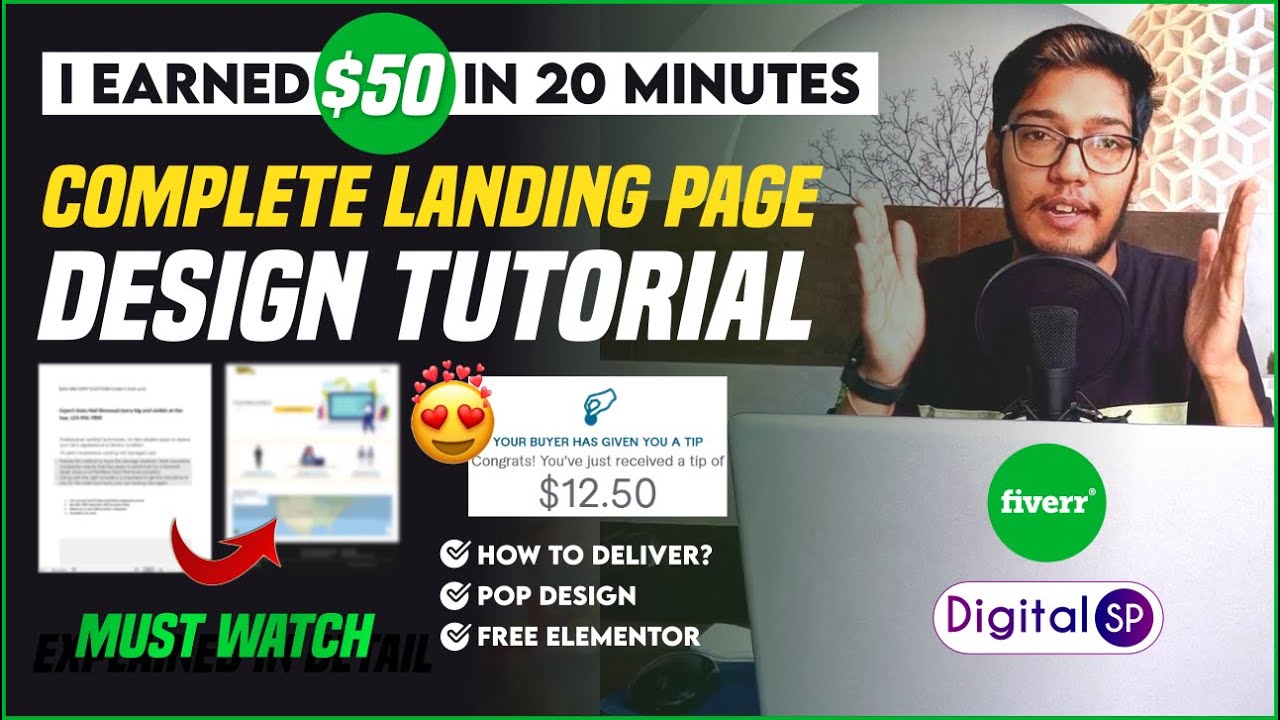 Complete Fiverr Order Tutorial 2021 | $50 Landing Page Design Tutorial ...