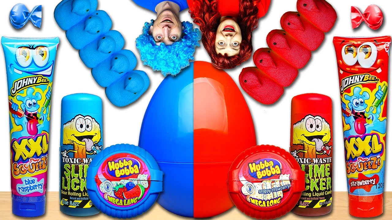 Red VS Blue Color Food Challenge 빨간색 파란색 음식 도전 MUKACHU - YouTube