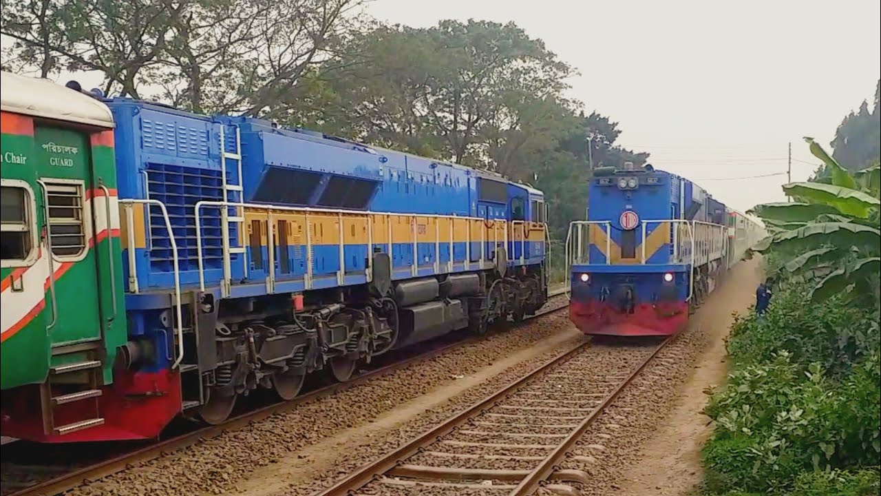 Two High Speedy Train 'Double line Crossing with Alamdanga Station ...