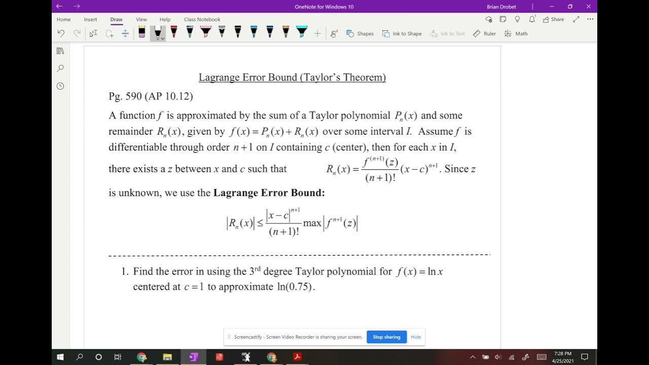 AP Calc Lagrange Error Bound Part 1 - YouTube