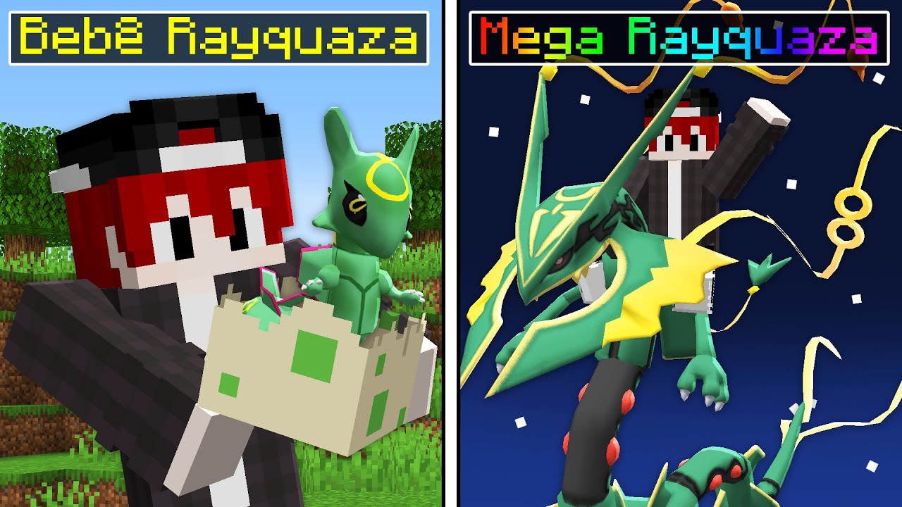 Evolui de BABY RAYQUAZA para MEGA RAYQUAZA no Minecraft Pixelmon - YouTube
