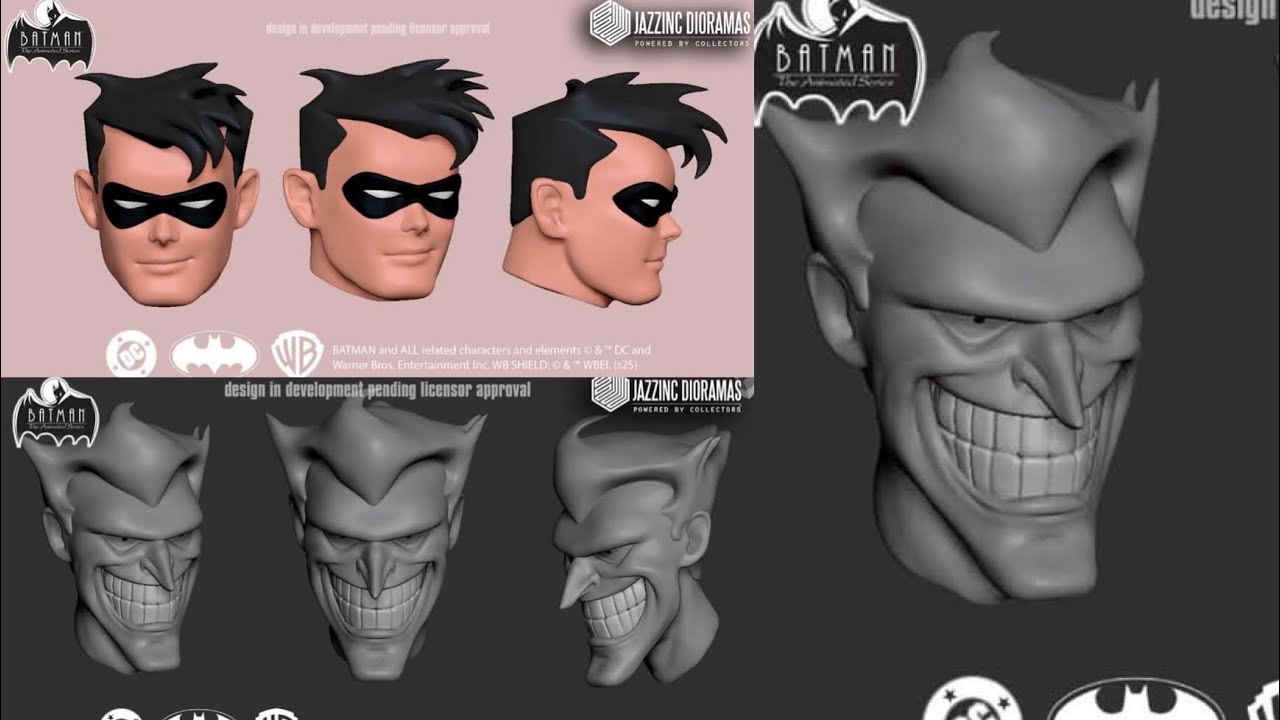 New Batman the animated series Robin & Joker head sculpts revealed in development Jazzinc ...