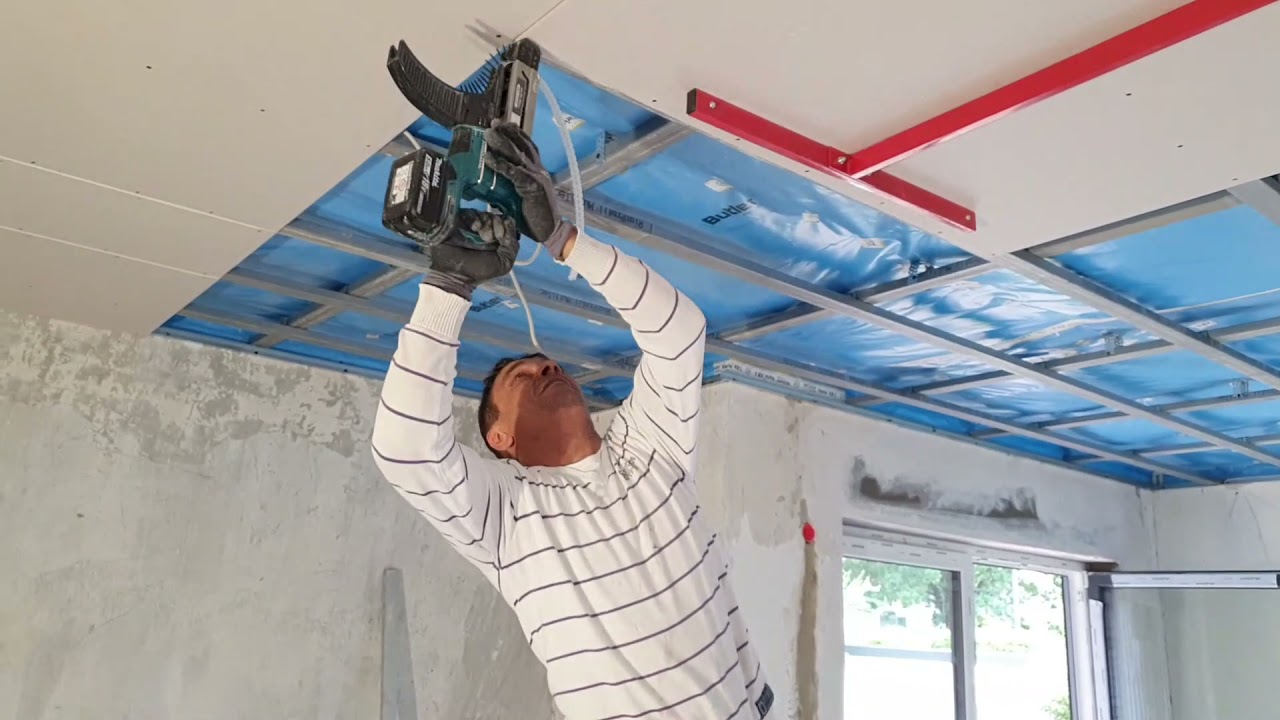 Decke mit Rigips abhängen - YouTube