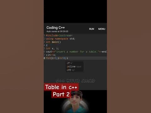 Table of n Number in c++. #cplusplus #codingshort #printtable#programming#apnacollegestudent # ...