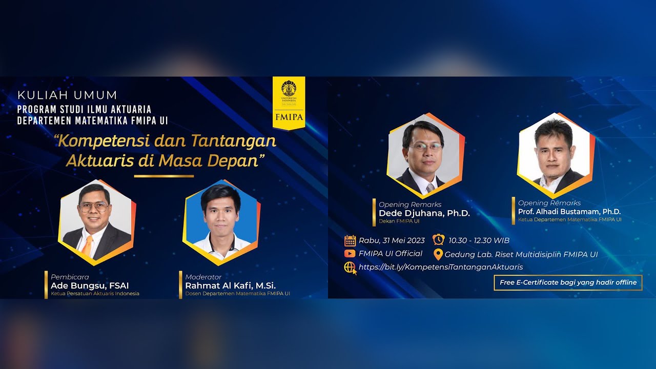 Kuliah Umum: "Kompetensi dan Tantangan Aktuaris di Masa Depan" - YouTube