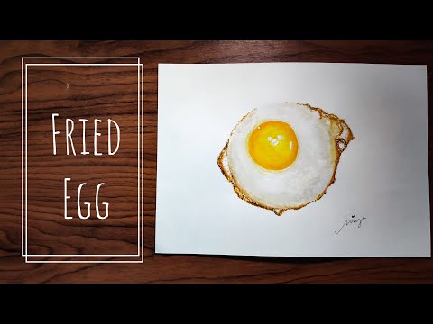 Fried Egg 煎蛋 #1- How to draw a fried egg / Watercolour
