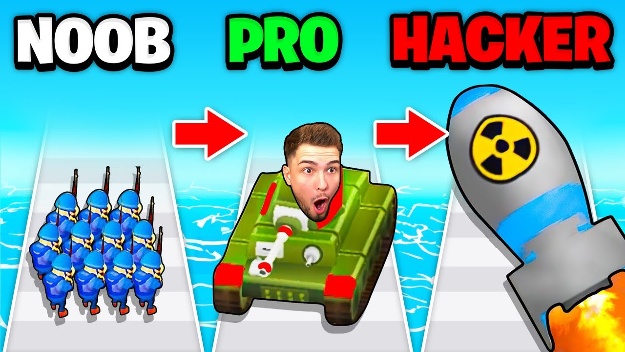 NOOB vs. PRO vs. HACKER in Army Commander! - YouTube