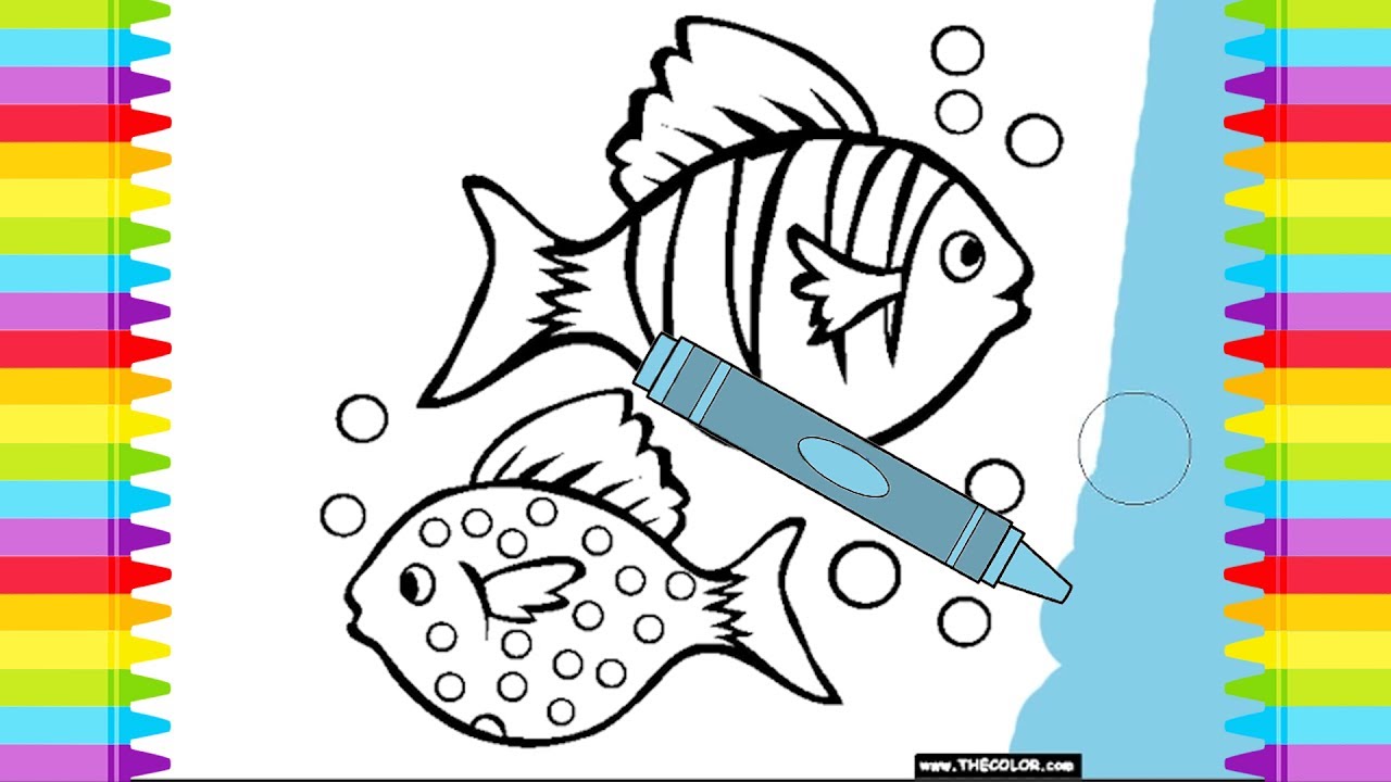 fish Coloring Pages For kids Learning Colors - YouTube