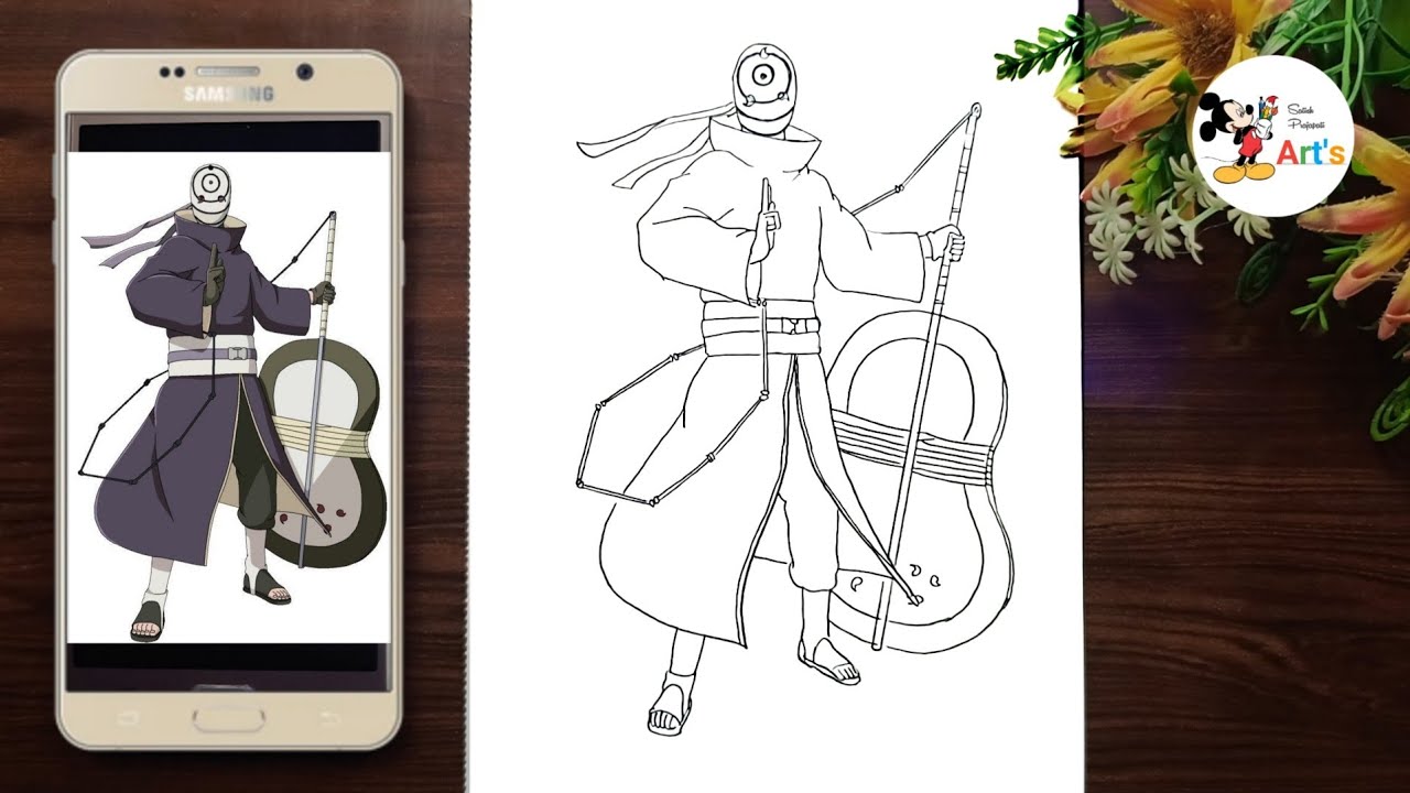 How to draw obito uchiha full body drawing || obito drawing from naruto ...