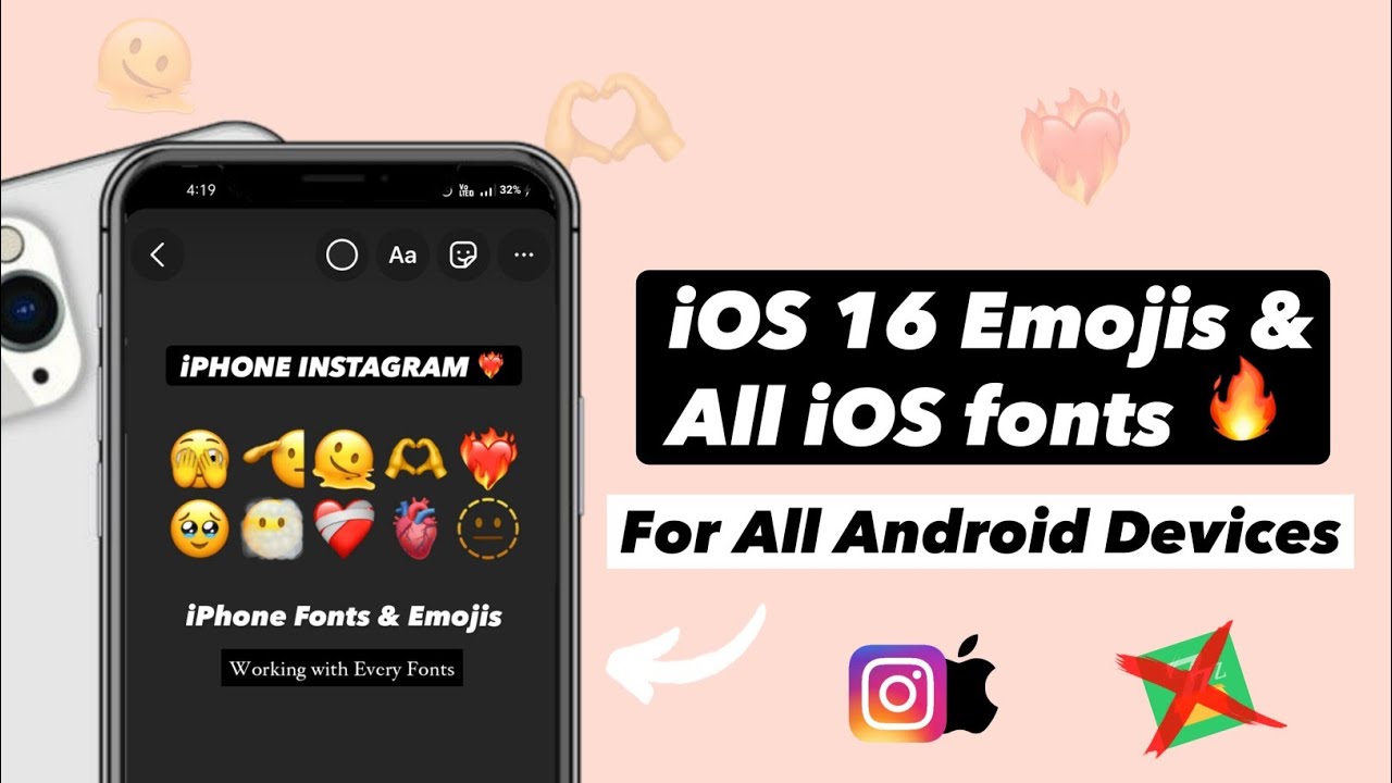 iOS Fonts + iOS 16 Emojis on Instagram For Android New Method | iOS ...