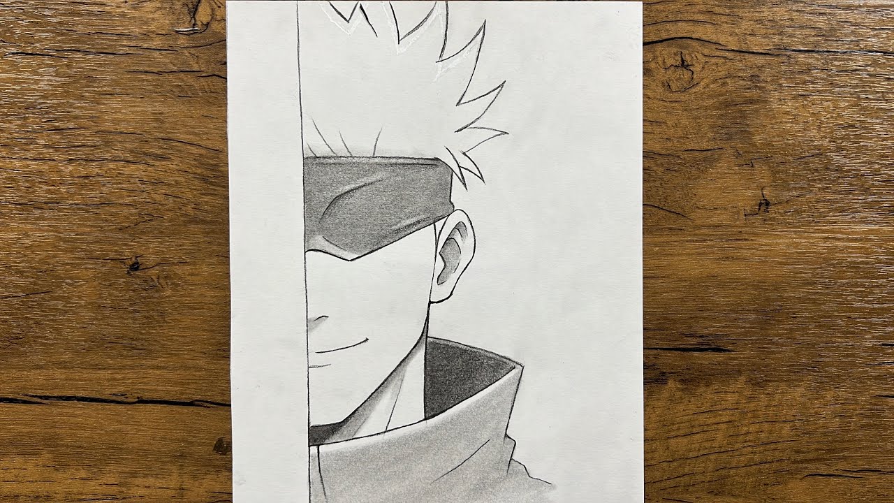 How to Draw Gojo Satoru Half Face – Jujutsu Kaisen Step by Step ...