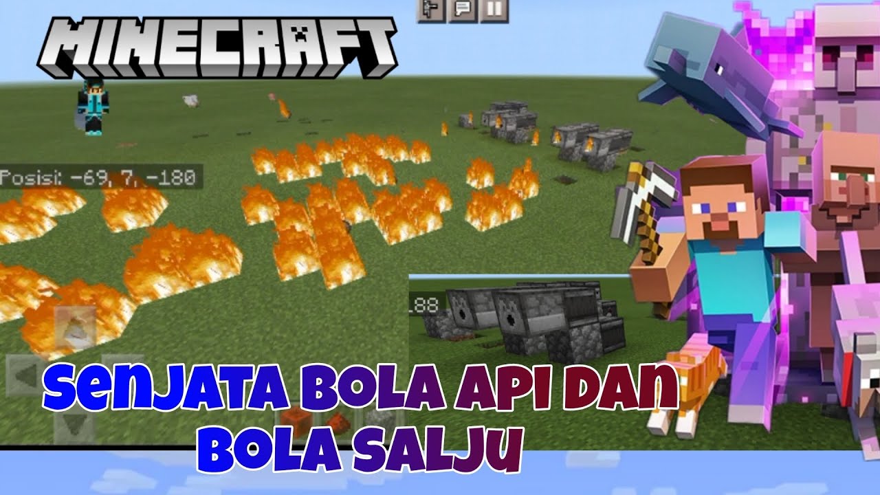 Membuat Senjata Meriam bola api & bola salju minecraft #minecraft #game ...