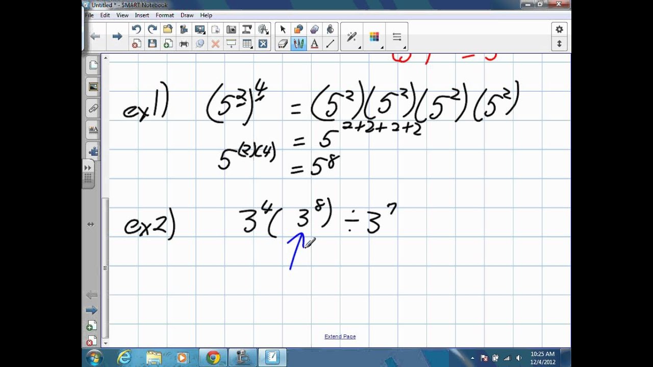 Laws of Exponents Grade 11 mixed Lesson 7 2 12 4 12 - YouTube