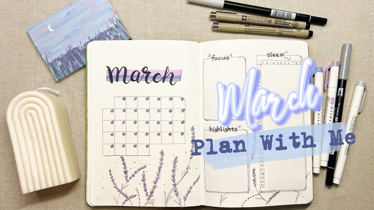 March Plan With Me Monthly Bullet Journal Set Up Simple Layout For ...