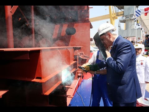 Cumhurbaşkanı Erdoğan, İstanbul Korveti'nin ilk kaynağını yaptı