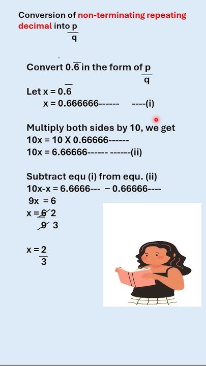 Short representing conversion of non terminating repeating decimal into p/q form. #ncertmaths ...