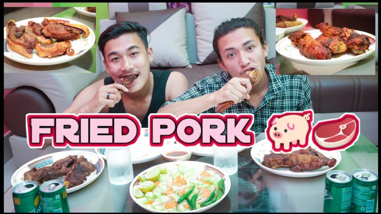 Fried pork🐖🥩 eating challenge[mukbang] A very2 happy Cheiraoba Mayam ...
